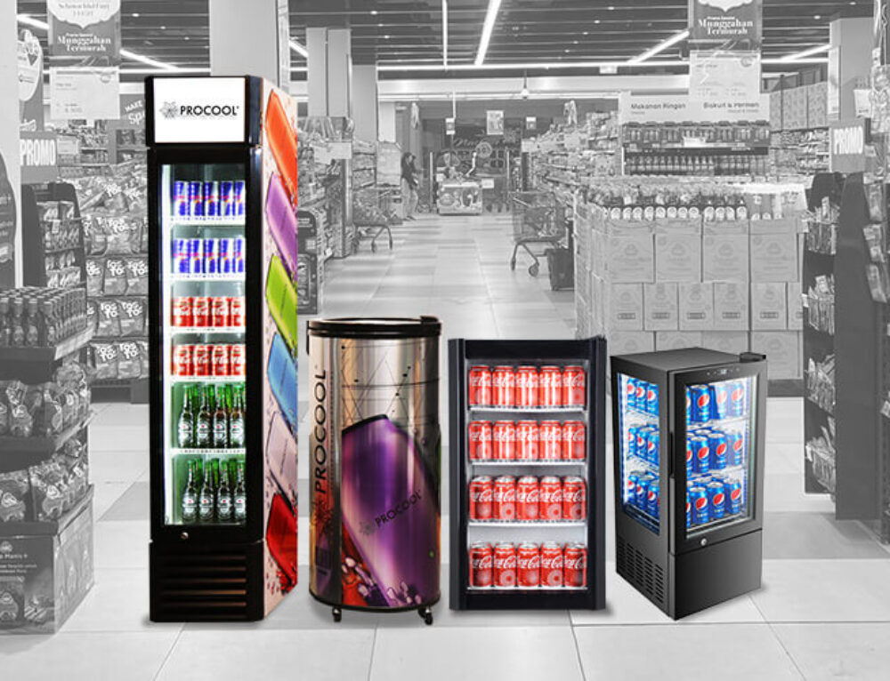 End Cap Display Coolers for Retail and Promotion in Supermarket Aisles